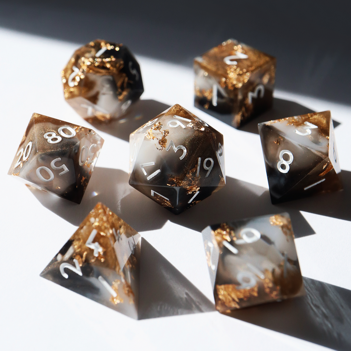 Allured Gold Leaf Dice - Sharp Edge Resin Dice Set – Everything Dice