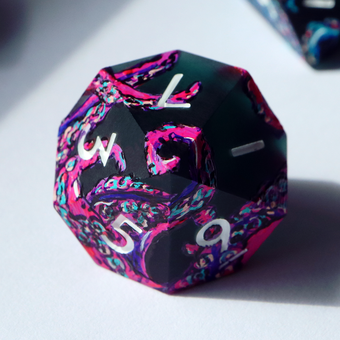 LIMITED RUN - Neon Abyss - handmade sharp edge 7 piece dice set ...