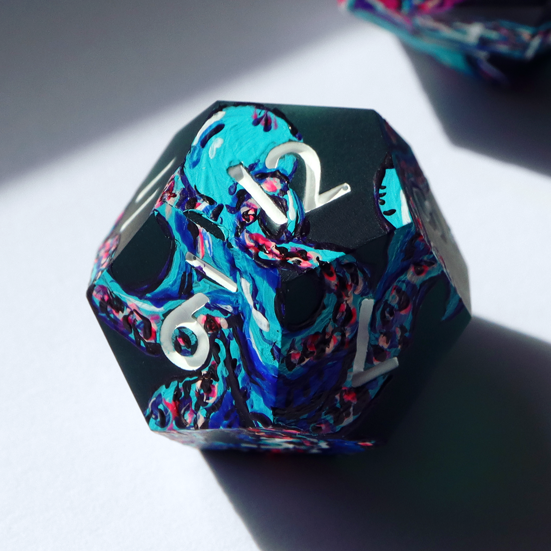 LIMITED RUN - Neon Abyss - handmade sharp edge 7 piece dice set ...