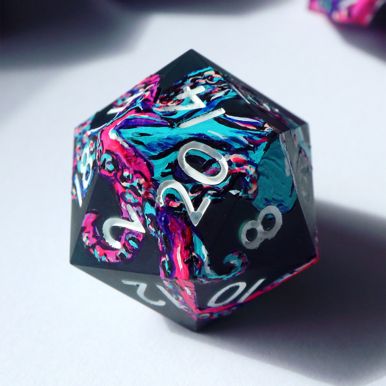 LIMITED RUN - Neon Abyss - handmade sharp edge 7 piece dice set ...
