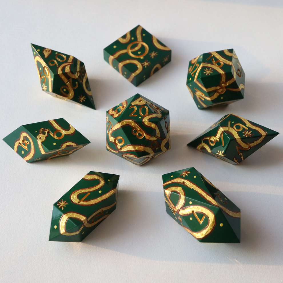 Divine Serpent 8pc Dice - Sharp Edge Resin Dice Set – Everything Dice