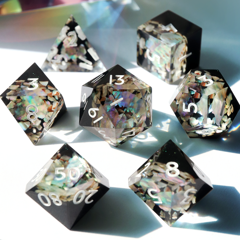 Siren Scales Opal Dice - Sharp Edge Resin Dice Set – Everything Dice