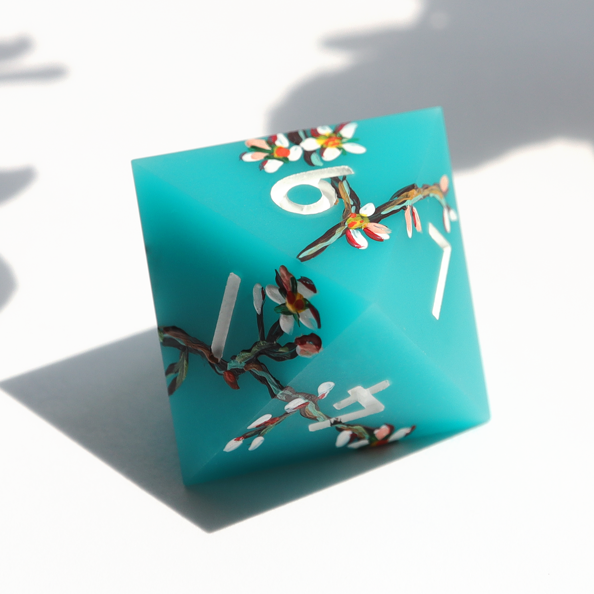 Almond Blossoms Handpainted Dice - Sharp Edge Resin Dice Set ...