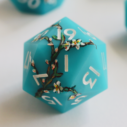 Almond Blossoms Handpainted Dice - Sharp Edge Resin Dice Set ...