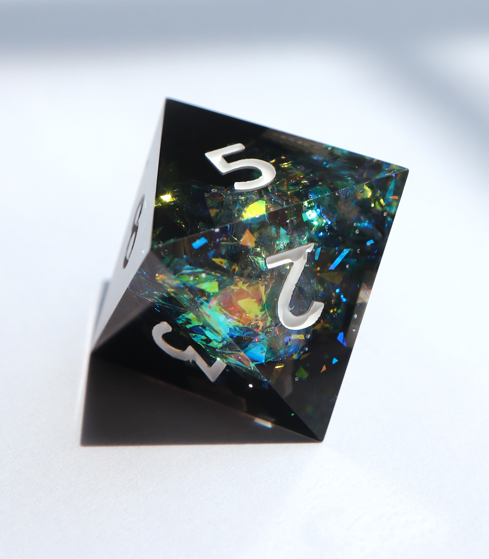 Astral Illusions Holographic Galaxy Dice - Sharp Edge Resin Dice Set ...