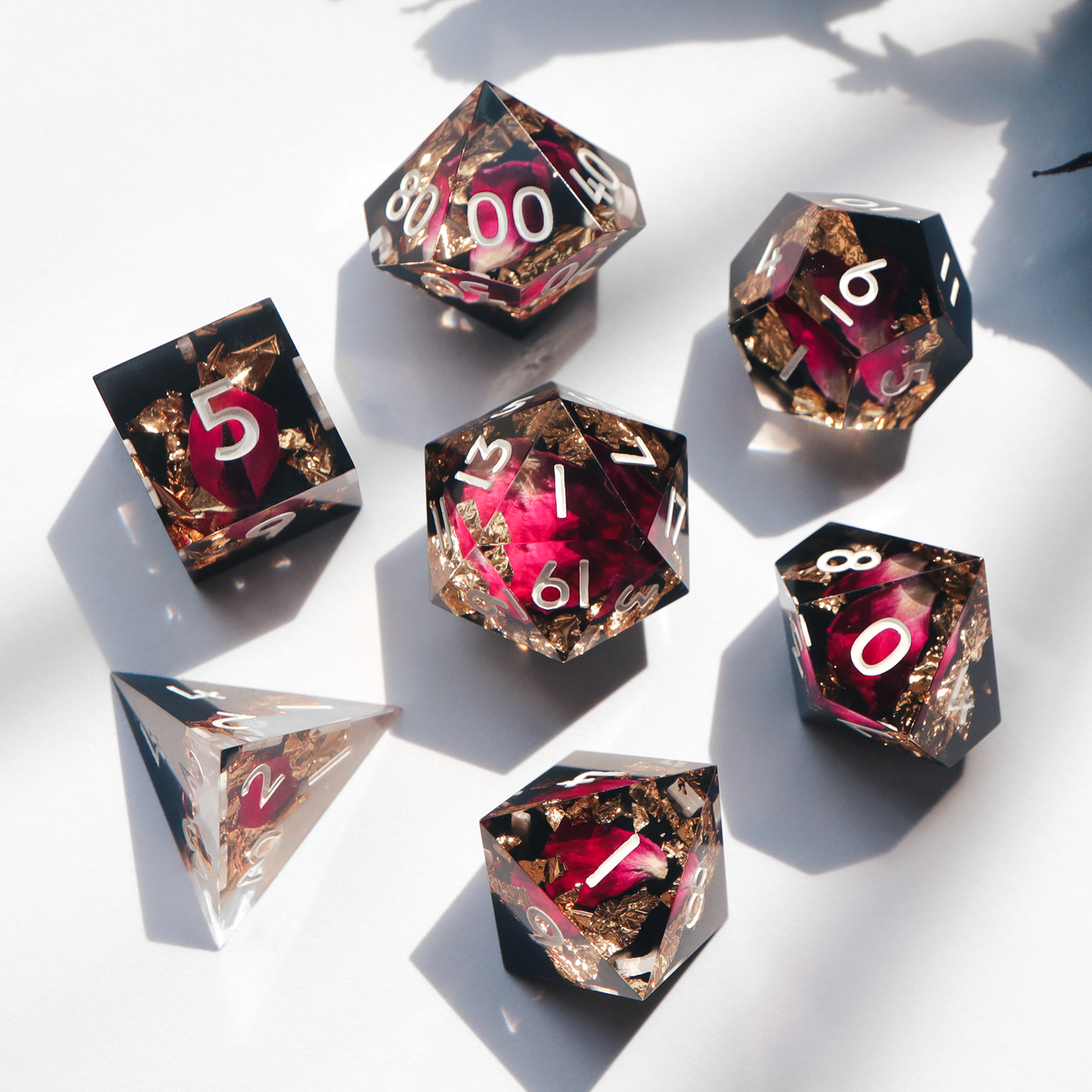 Beloved Rose Petal Dice - Sharp Edge Resin Dice Set – Everything Dice