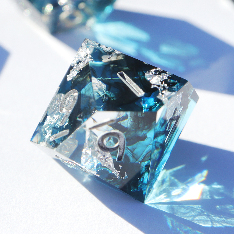 Coldhearted Ice Smoke Dice - Sharp Edge Resin Dice Set – Everything Dice