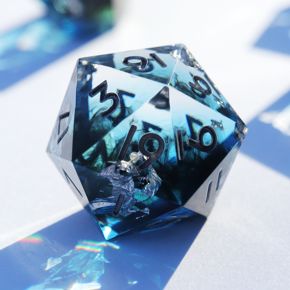 Coldhearted Ice Smoke Dice - Sharp Edge Resin Dice Set – Everything Dice