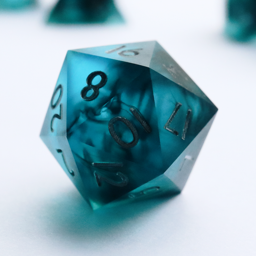Drowned Sea Matte Smoke Dice - Sharp Edge Resin Dice Set – Everything Dice