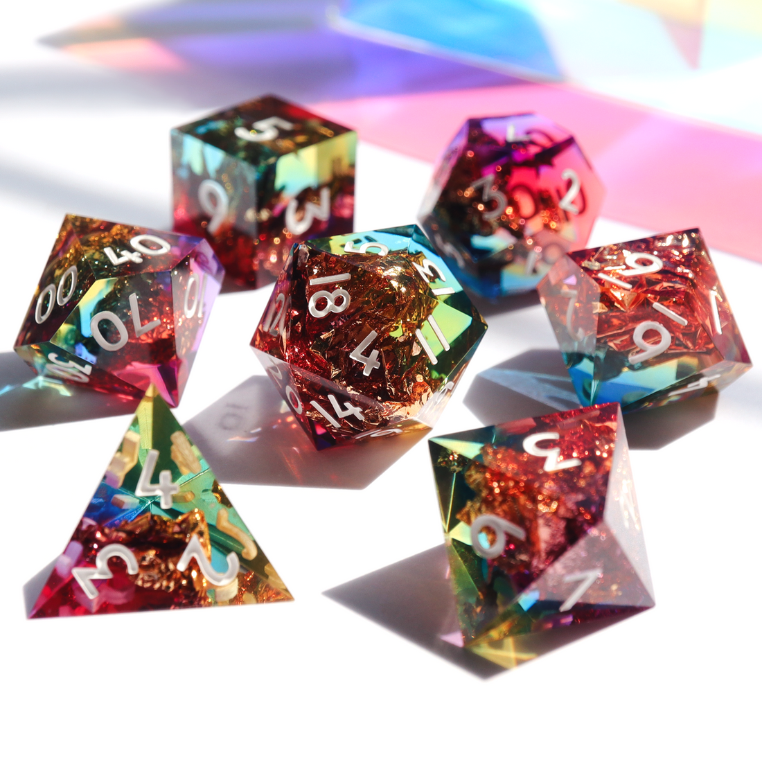 Dreamwalker Rainbow Dice - Sharp Edge Resin Dice Set – Everything Dice