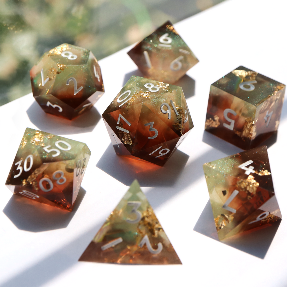 Earthtones Druid Ranger Dice - Sharp Edge Resin Dice Set – Everything Dice