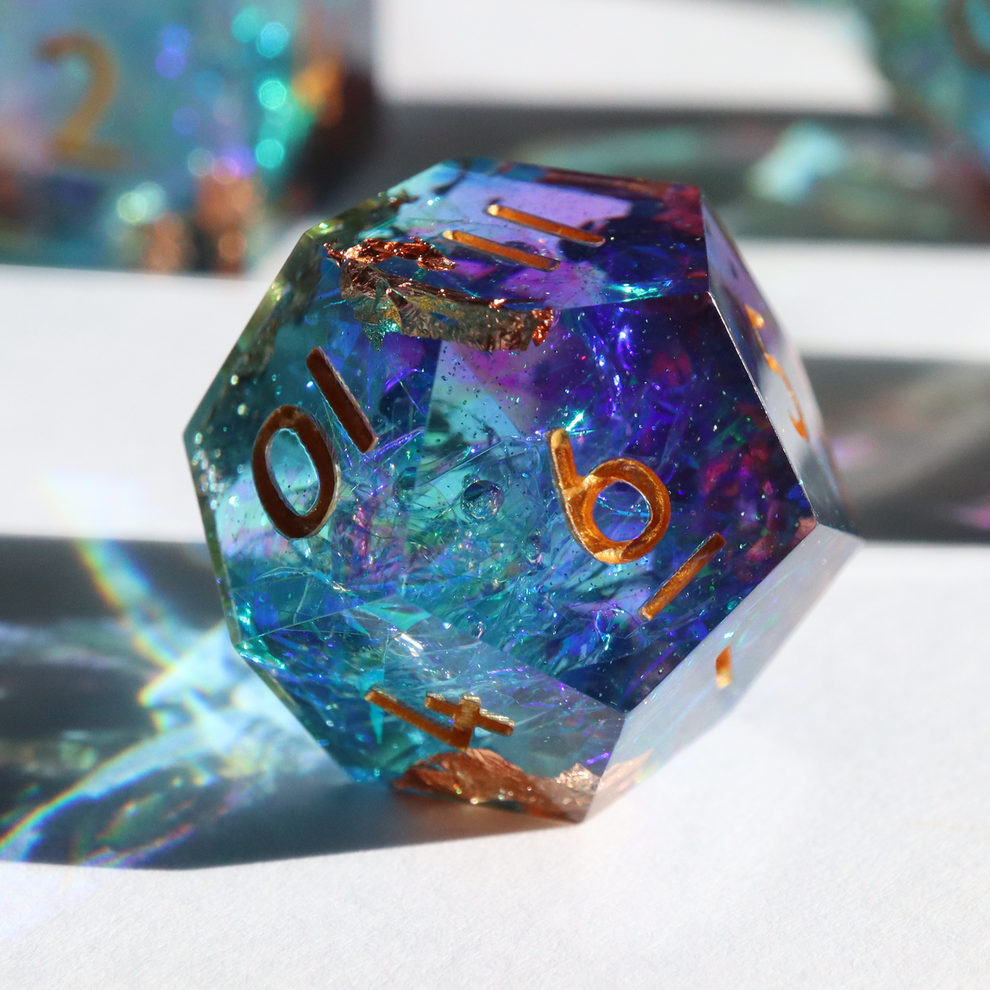 Nebula Patina Holographic Dice - Sharp Edge Resin Dice Set – Everything ...