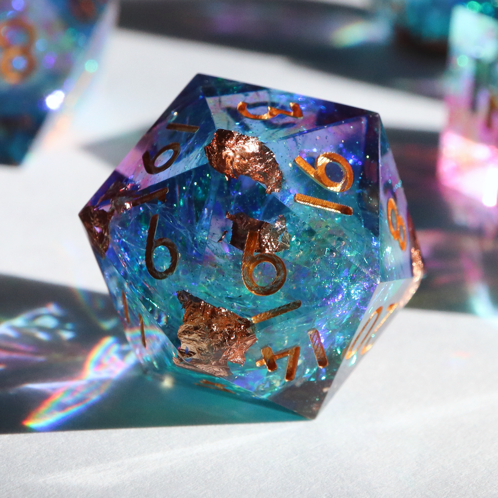 Nebula Patina Holographic Dice - Sharp Edge Resin Dice Set – Everything ...