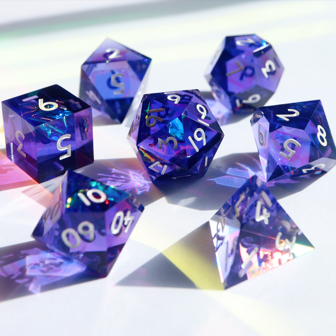 Neon Dreamer Holographic Dice - Sharp Edge Resin Dice Set – Everything Dice