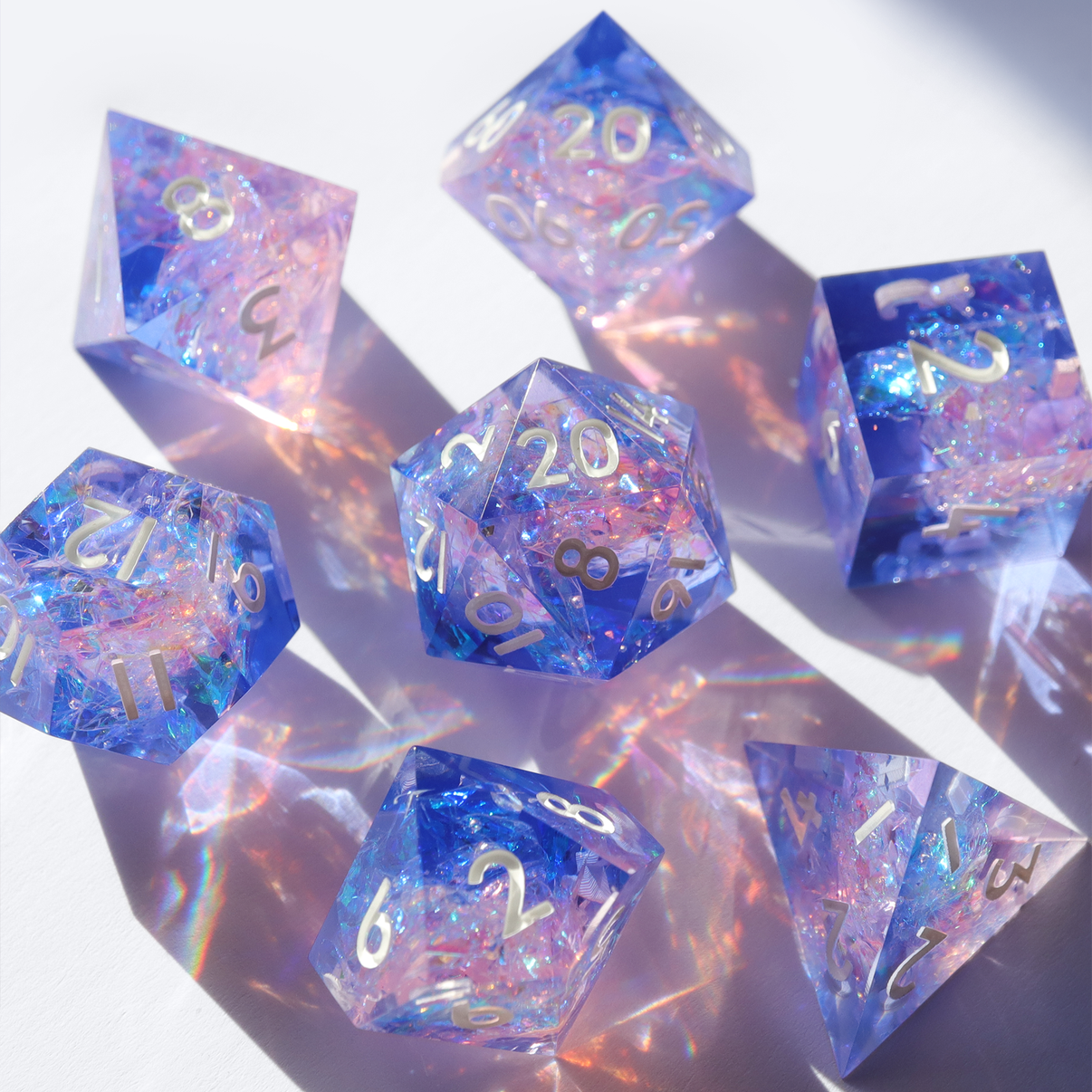 Pastelaria Cute Pastel Holographic Dice - Sharp Edge Resin Dice Set ...