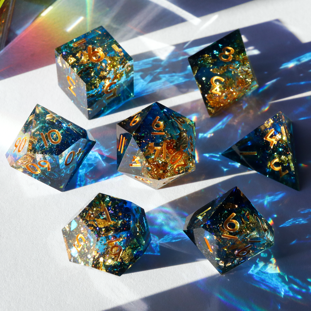 Sacred Flame Holographic Smoke Dice - Sharp Edge Resin Dice Set ...