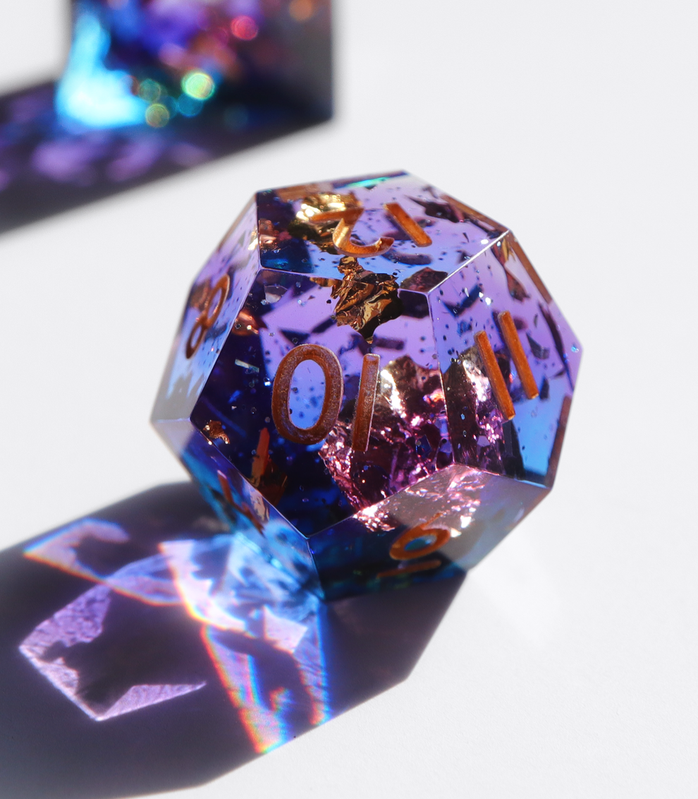 Sorcerer Ascendant Glitter Holographic Dice - Sharp Edge Resin Dice Set ...