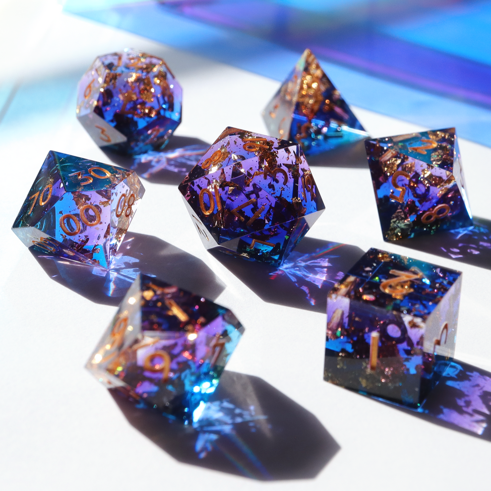 Sorcerer Ascendant Glitter Holographic Dice - Sharp Edge Resin Dice Set ...
