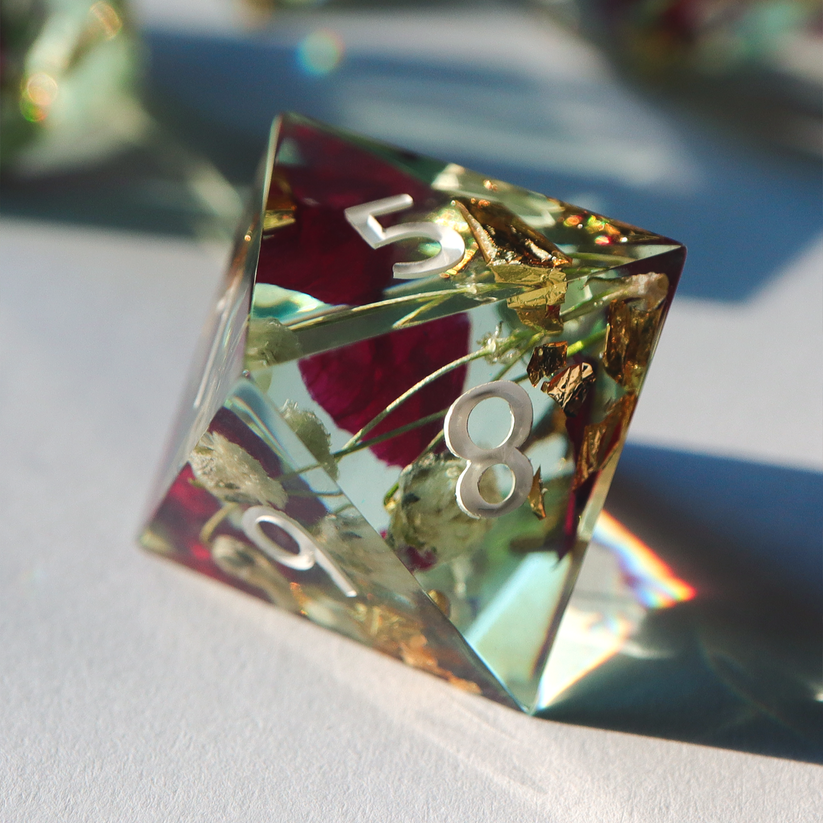 Victorian Tearoom Floral Dice - Sharp Edge Resin Dice Set – Everything Dice