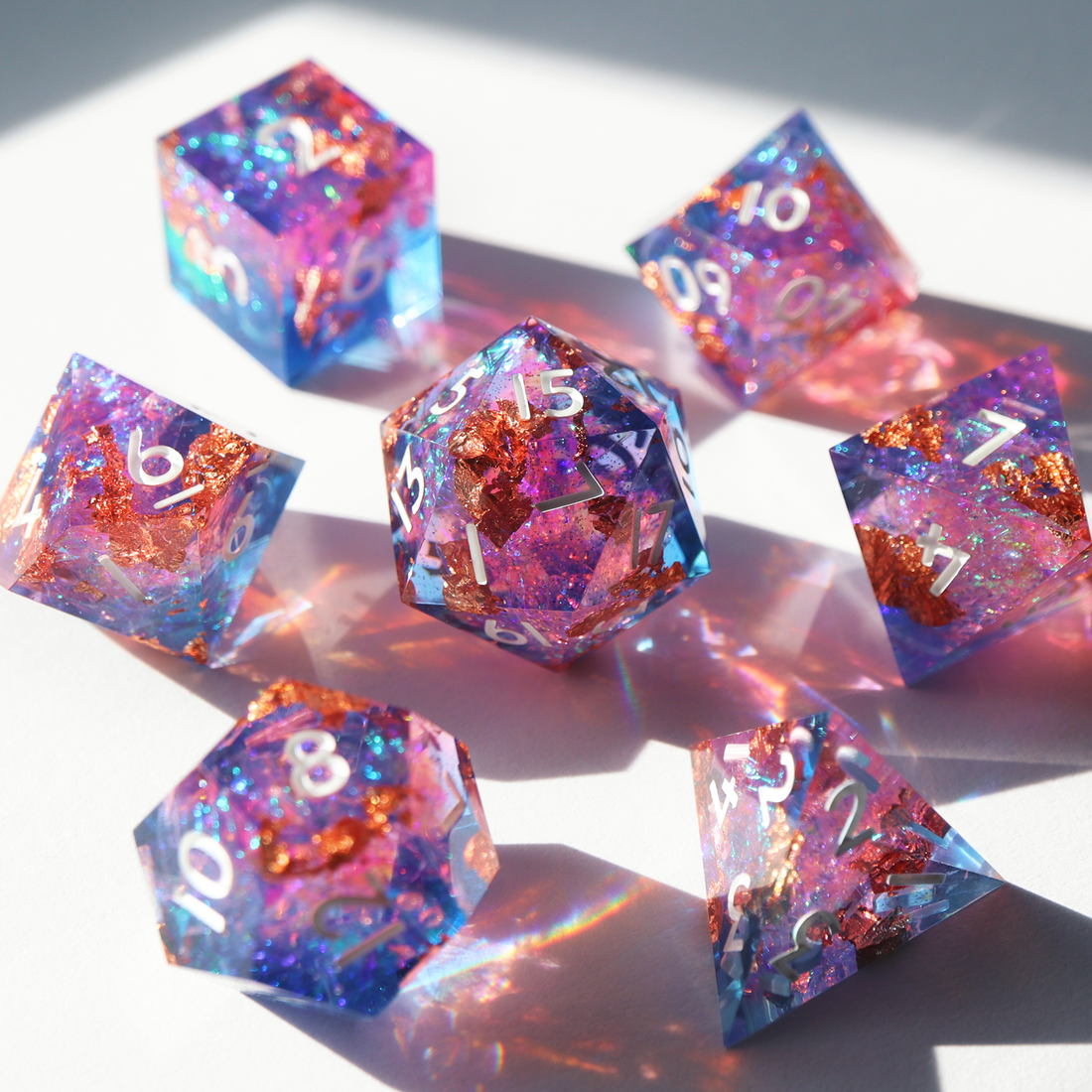 Wanderluster Holographic Dice - Sharp Edge Resin Dice Set – Everything Dice