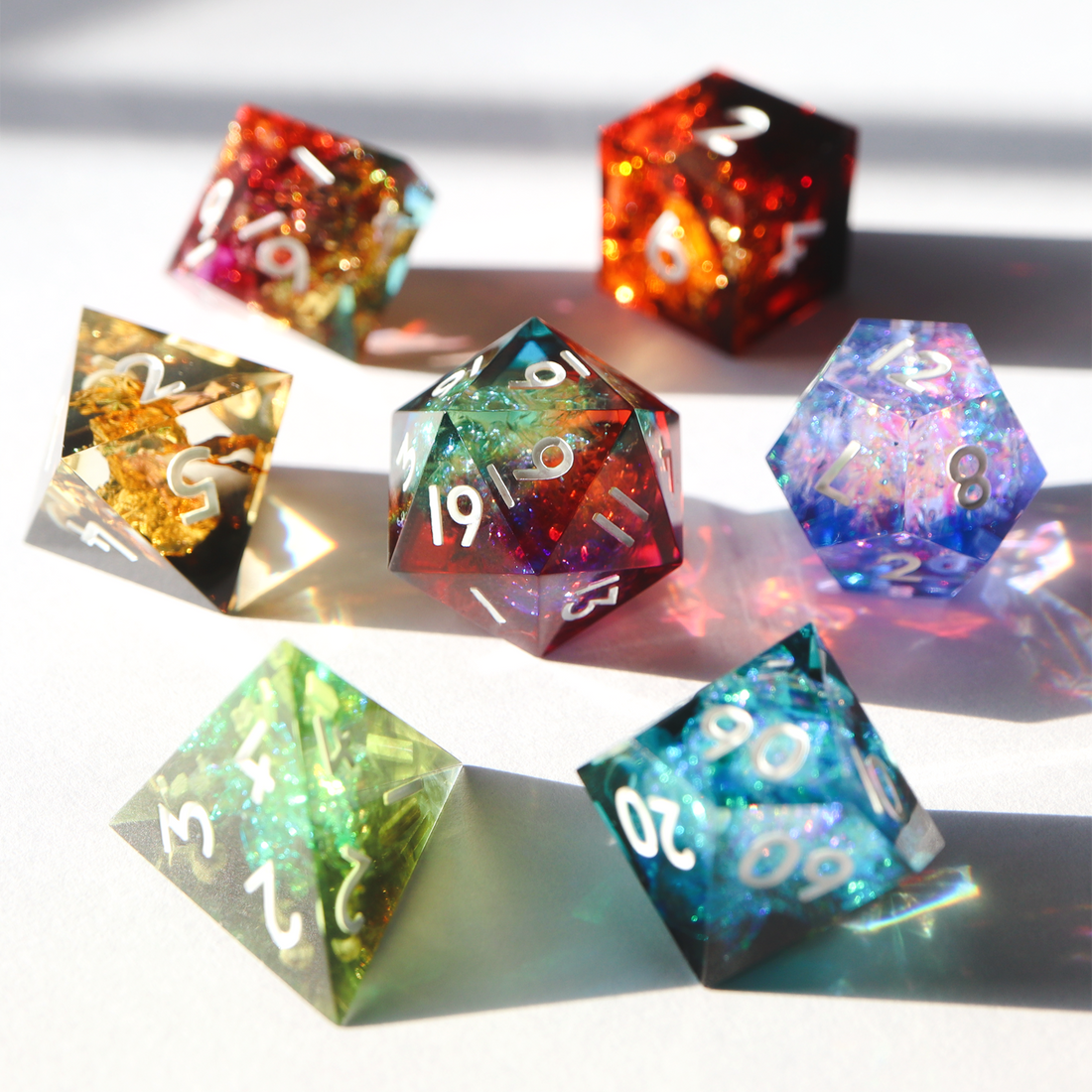 Randomized Gacha Dice Set - Sharp Edge Resin Dice Set – Everything Dice