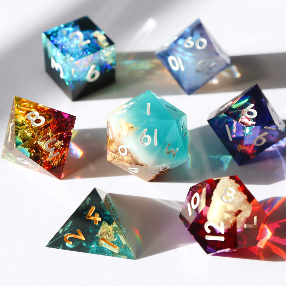 Randomized Gacha Dice Set - Sharp Edge Resin Dice Set – Everything Dice